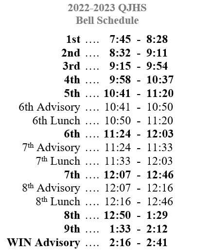 QJHS Bell Schedule | Quincy Public Schools